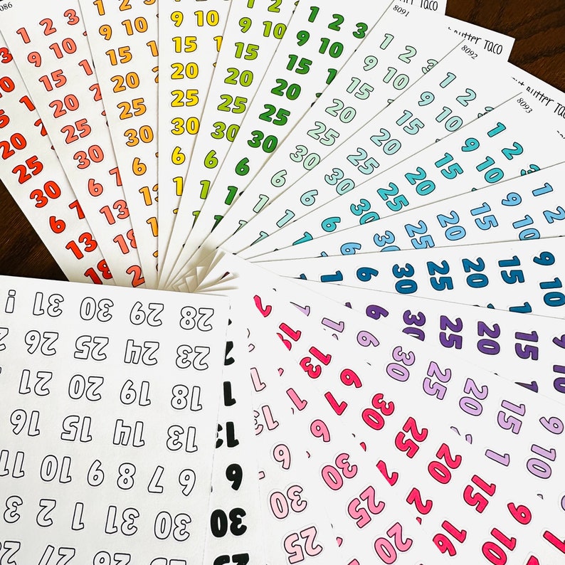 Doodle Date Stickers - Countdown Stickers - Monochrome Number Stickers ...