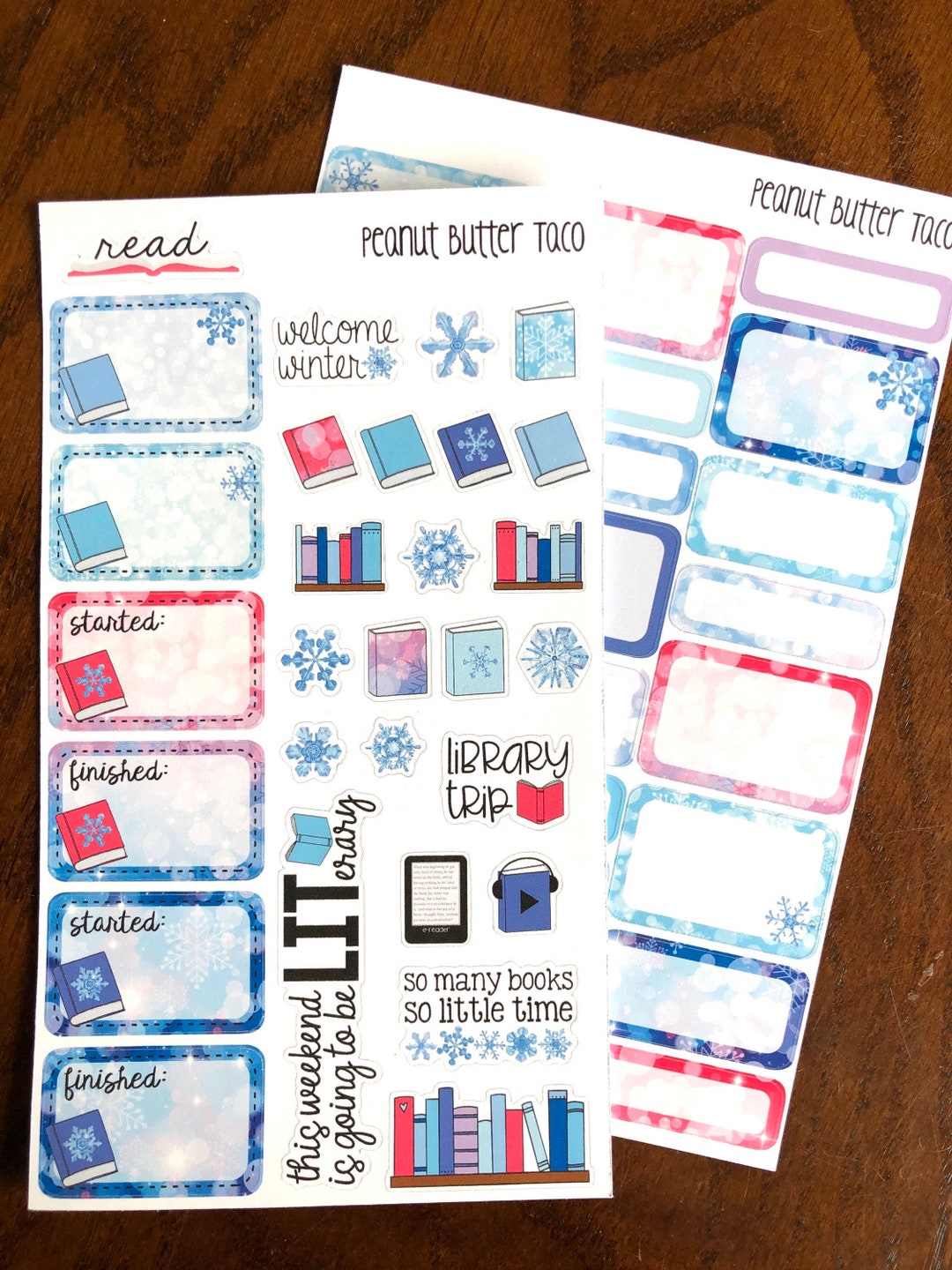 Bookish Winter Sugar Snowflake Planner Stickers - Reading Sampler ...