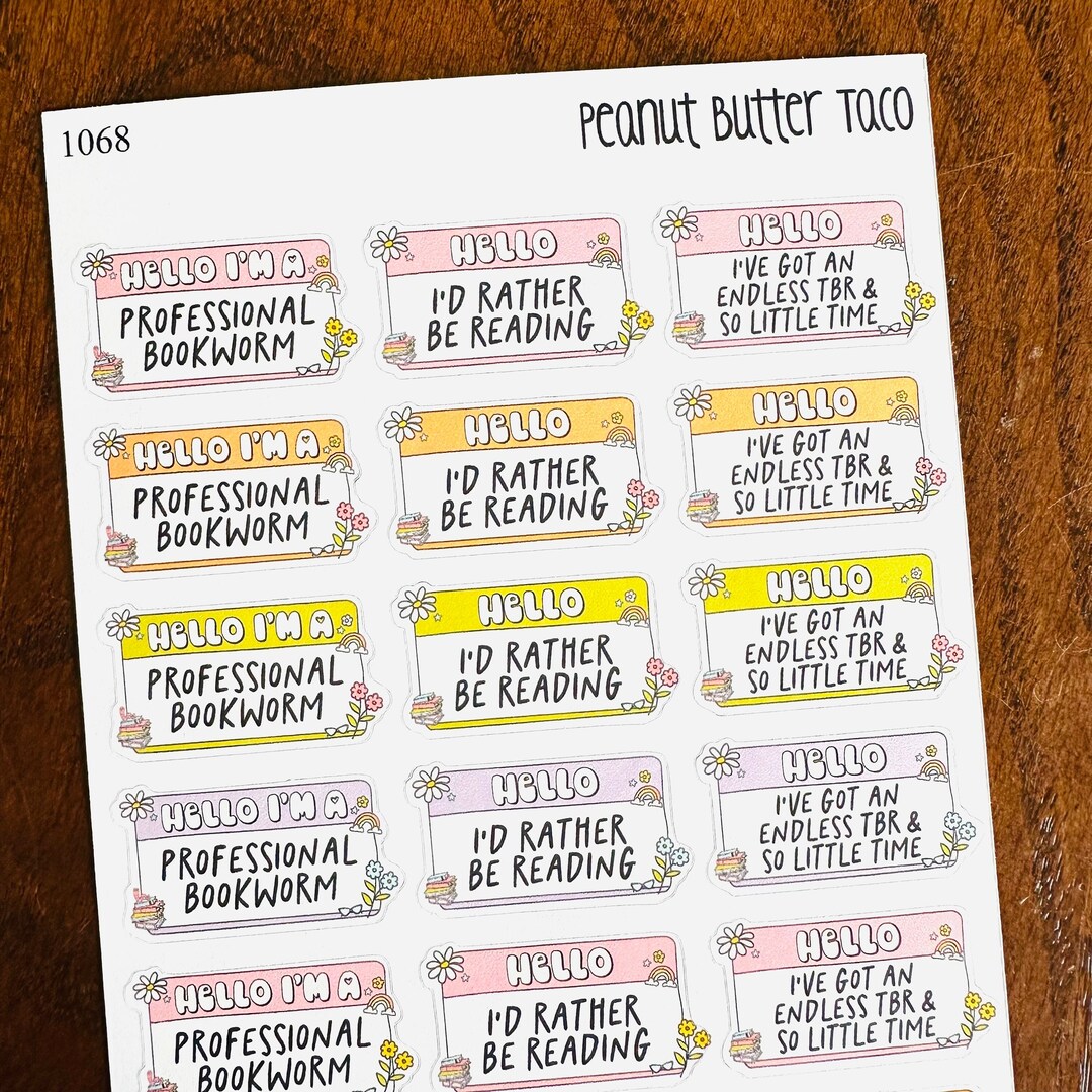 Hello Name Tag Reading Stickers - Retro Bookish Stickers - Spring ...