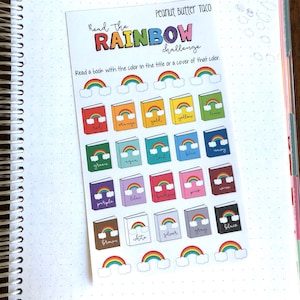 Read the Rainbow - Reading Challenge Planner Stickers - Reading Planner ...