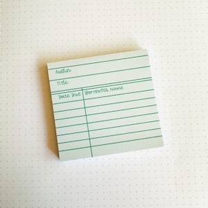 Library Card Sticky Notes - Reading Sticky Notes - Bookworm Gift ...