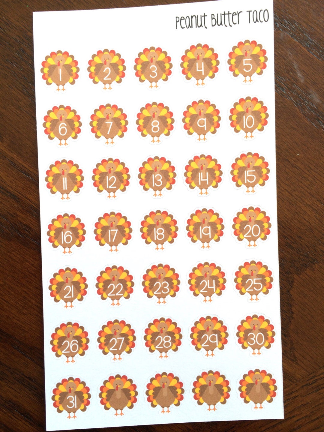 Turkey Date Cover Planner Stickers - Turkey Stickers - Thanksgiving ...