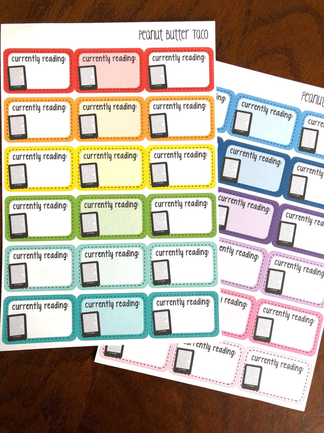 E-reader Currently Reading Boxes - Reading Planner Stickers - Ebook ...