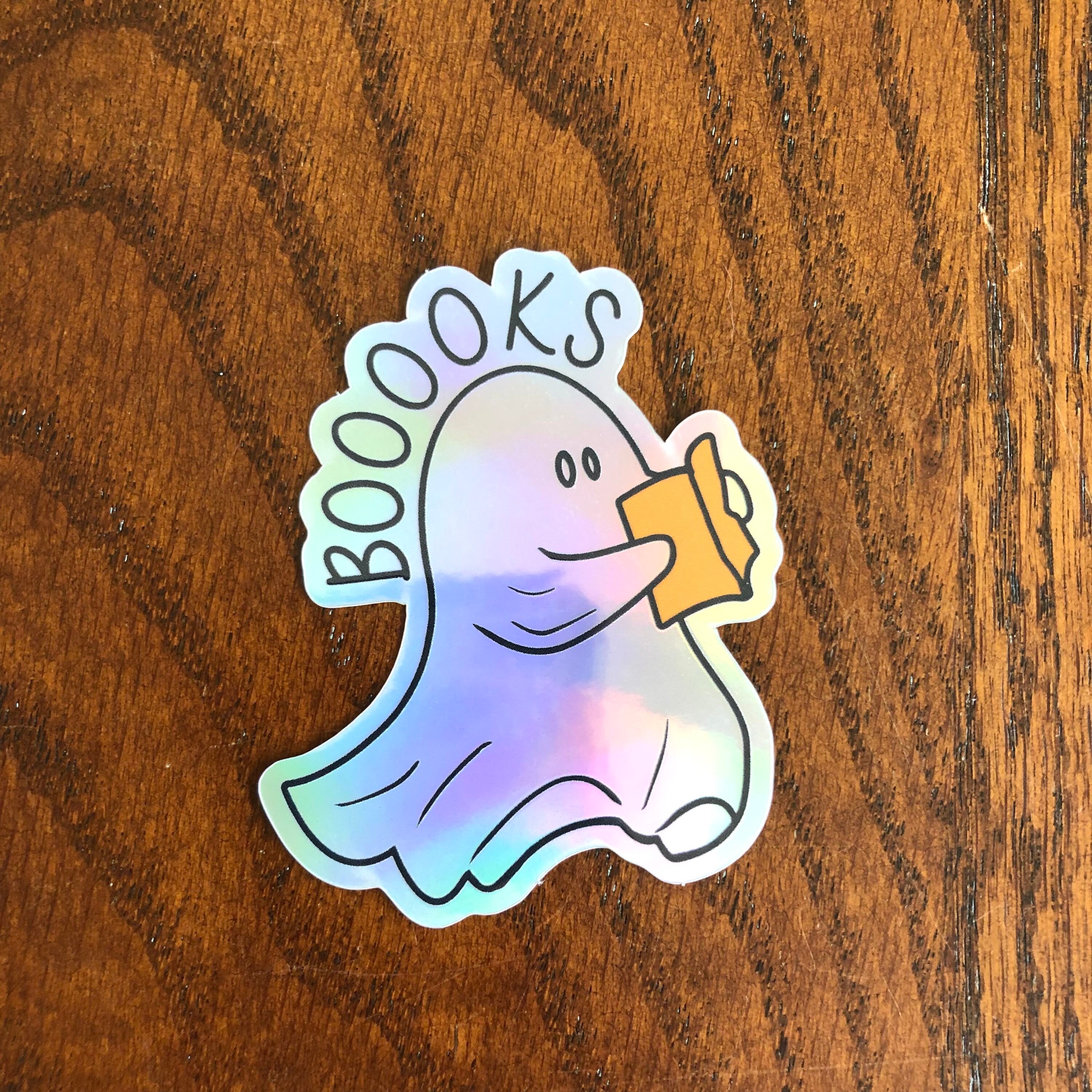 Holo Ghost Reading Vinyl Sticker Halloween Spooky Sticker - Etsy