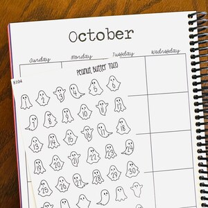 Ghost Date Stickers - Number Planner Stickers - October Stickers ...