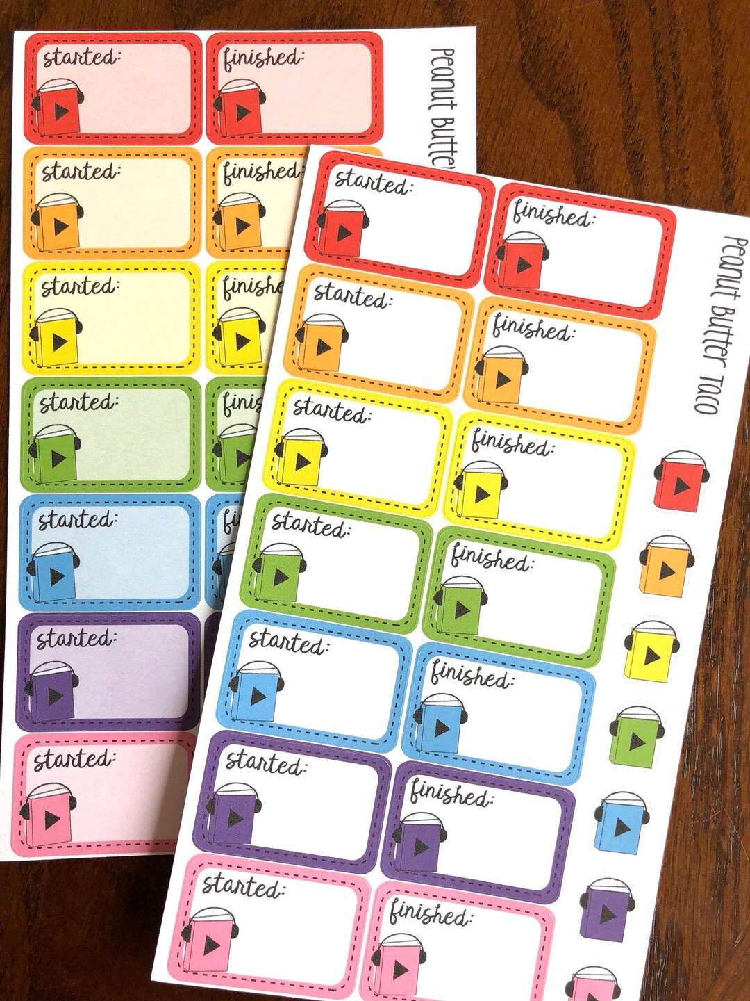Audiobook Rainbow Started & Finished Planner Stickers - Listening ...