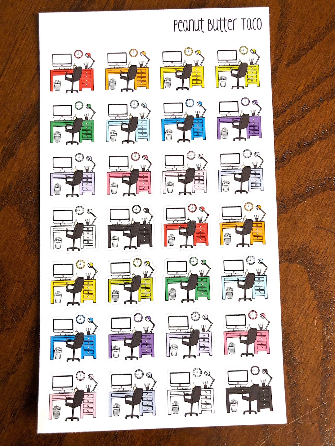 Rainbow Desks Planner Stickers - Work Planner Stickers - Office Desk ...