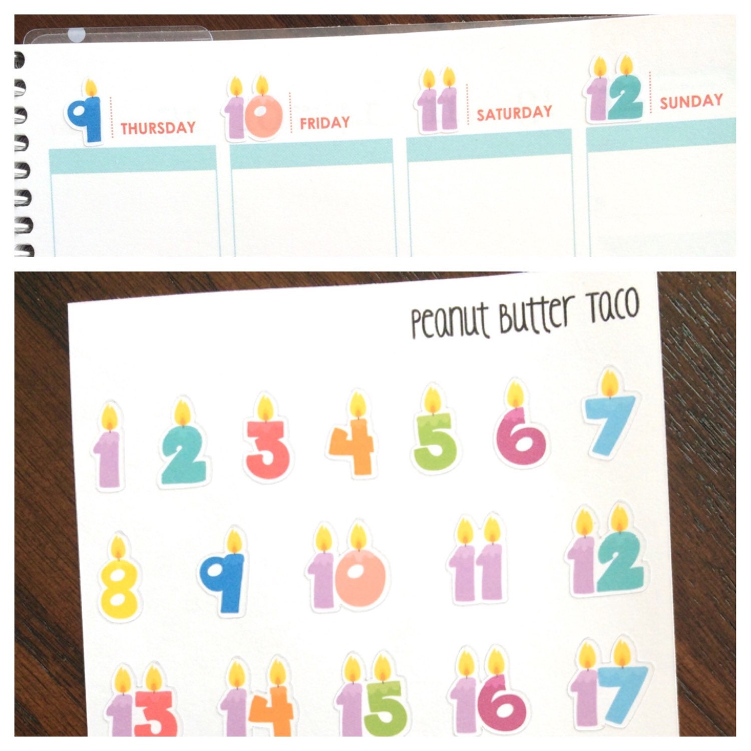 Birthday Candle Planner Stickers - Birthday Countdown Stickers ...
