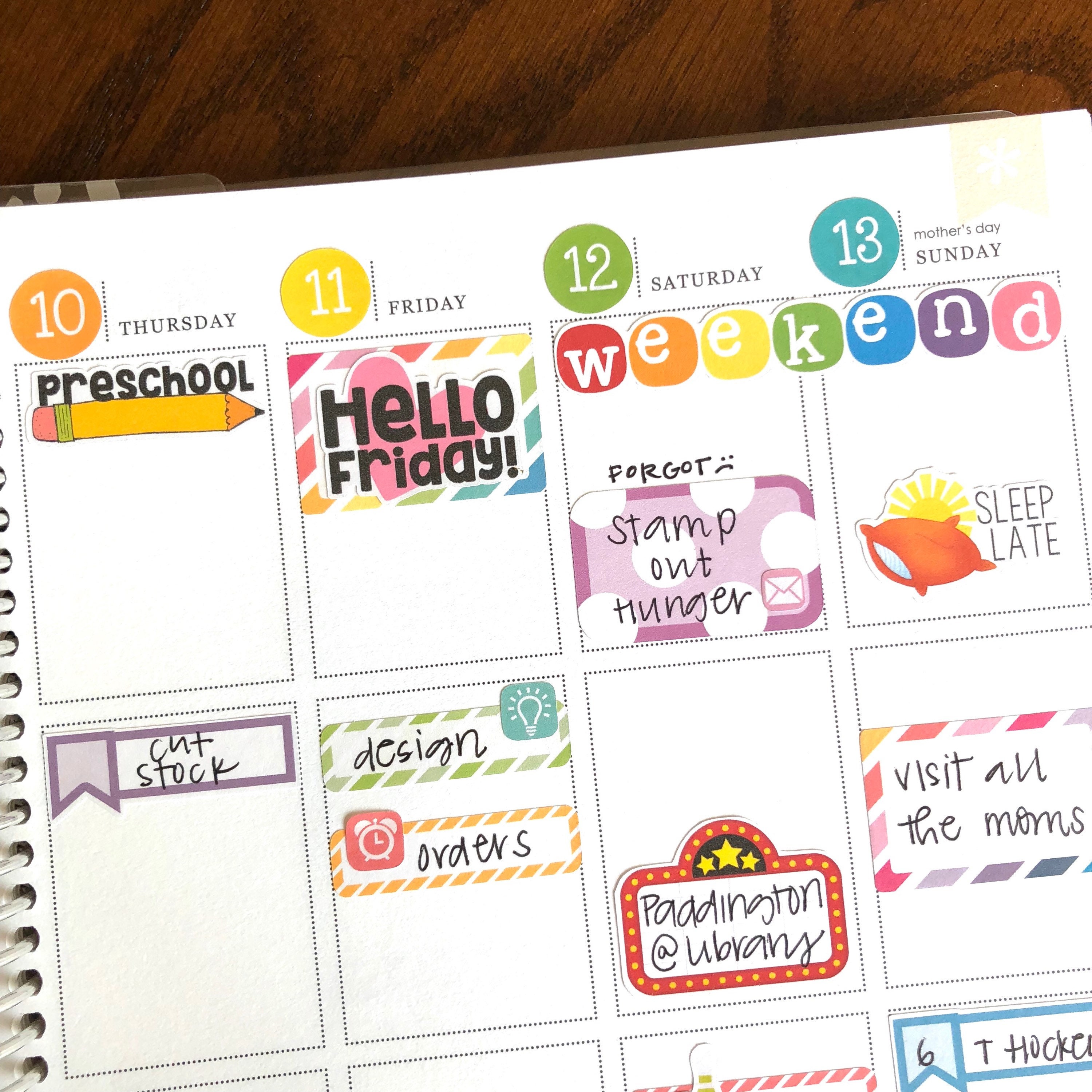 Large Rainbow Date Covers - Planner Number Stickers - Countdown ...