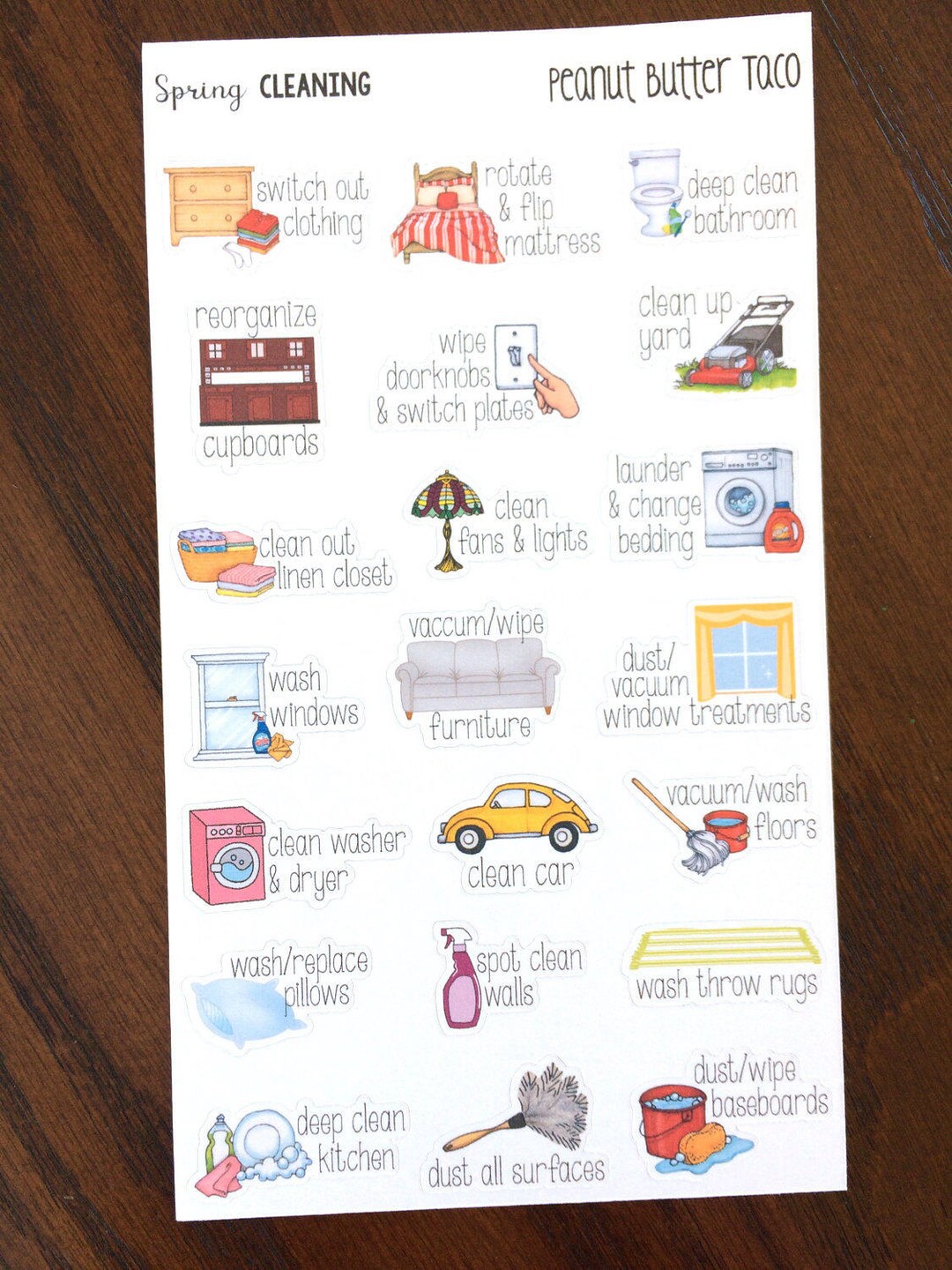 Spring Cleaning Planner Stickers - Cleaning Stickers - Cleaning List ...