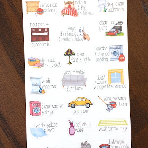 Spring Cleaning Planner Stickers Cleaning Stickers - Etsy