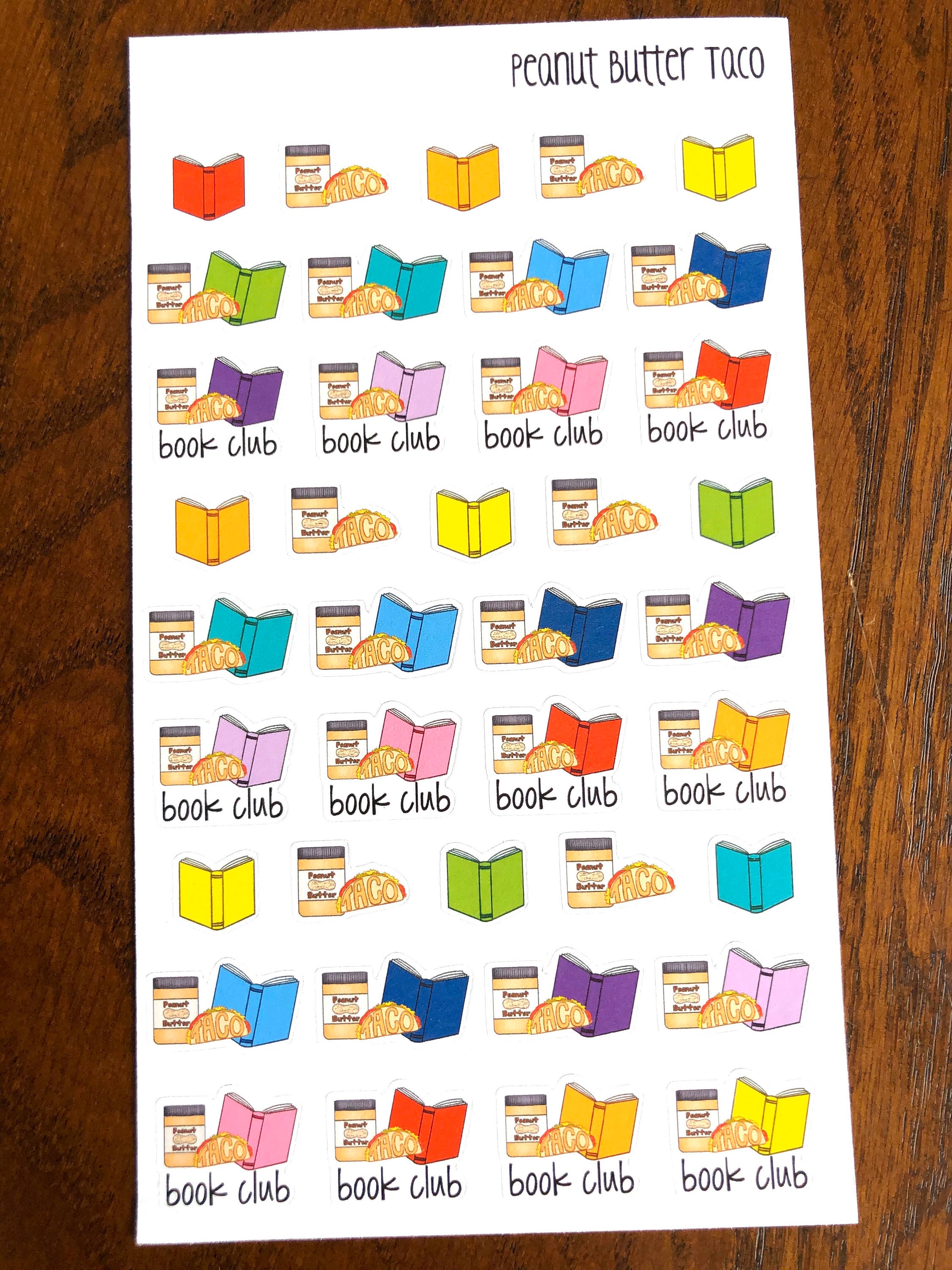 Peanut Butter Taco Book Club Stickers Hand Drawn Reading - Etsy