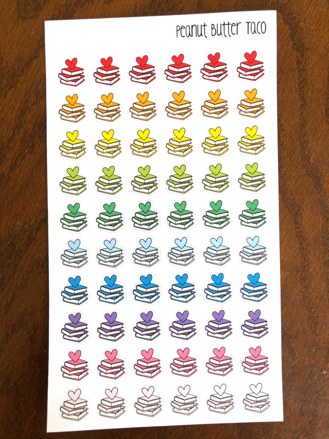 Heart Topped Book Stacks Planner Stickers - Book Planner Stickers ...