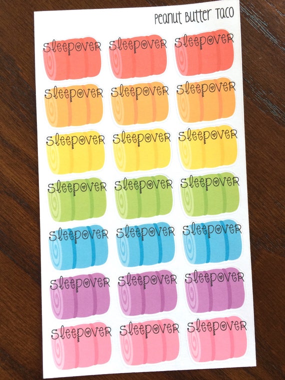 Sleepover Stickers Sleepover Planner Stickers Sleep Over | Etsy