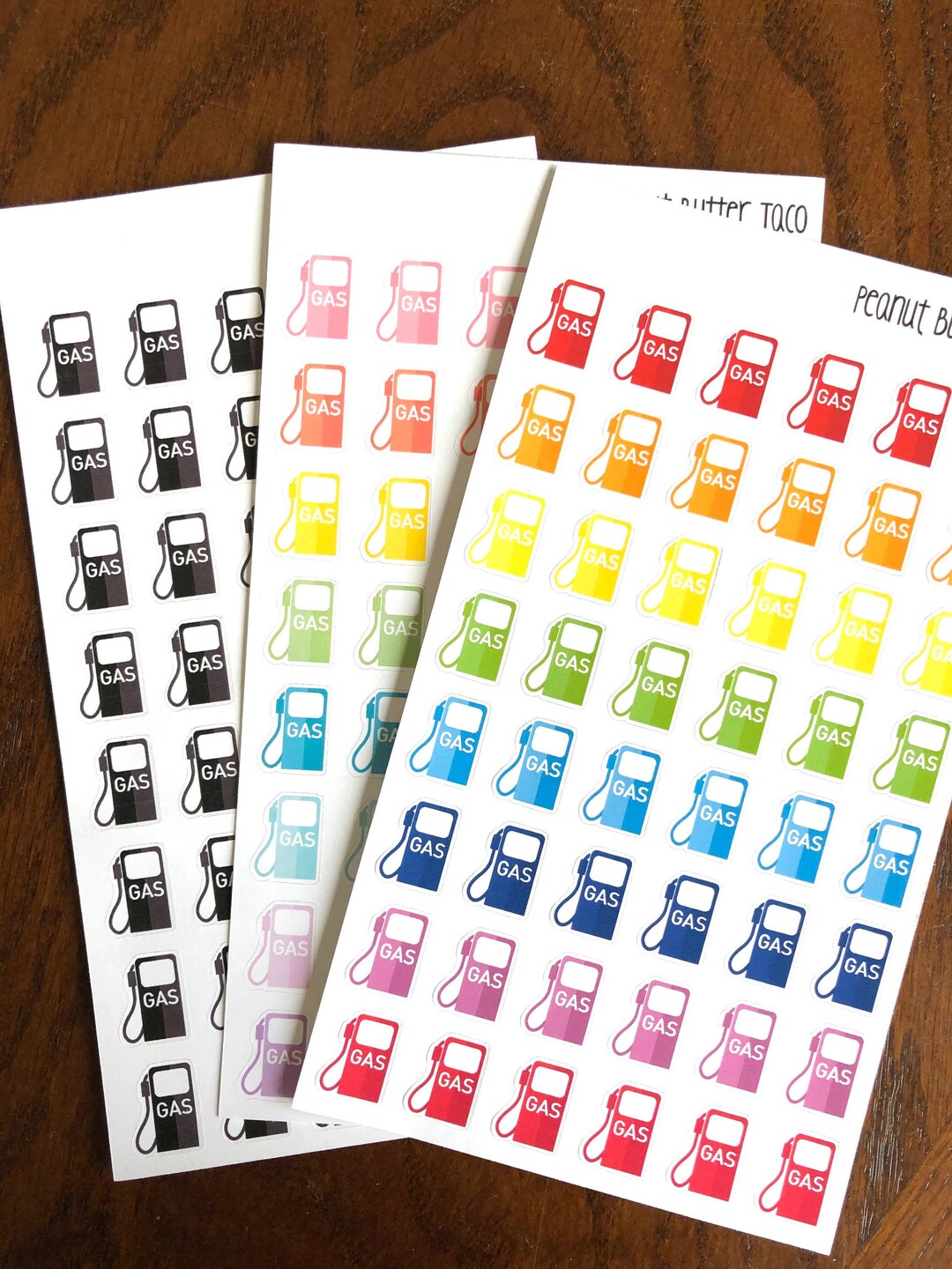 Gas Pump Planner Stickers - Rainbow Pastel Black Gas Stickers - Gas ...
