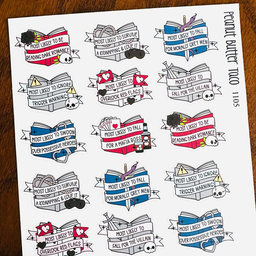 Most Likely to Dark Romance - Bookish Planner Stickers - Spicy Bookworm ...
