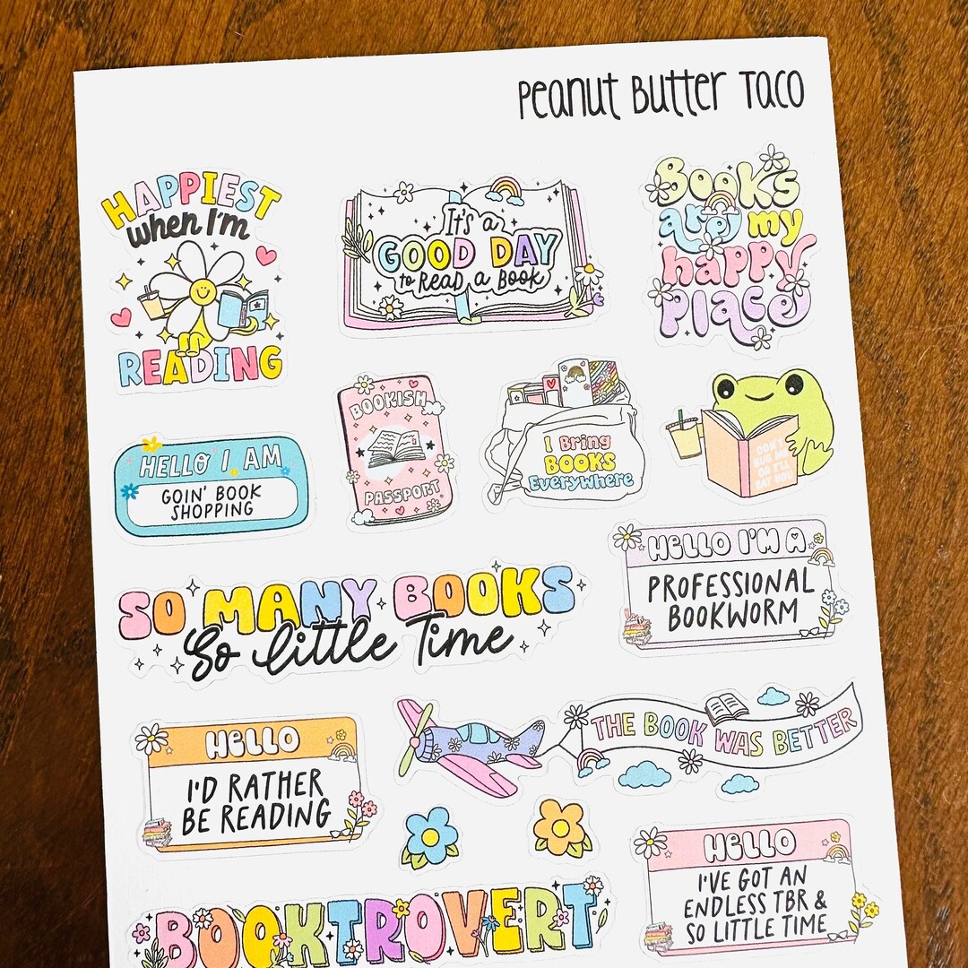 Retro Reading Stickers - Bookish Stickers - Spring Flowers Stickers ...