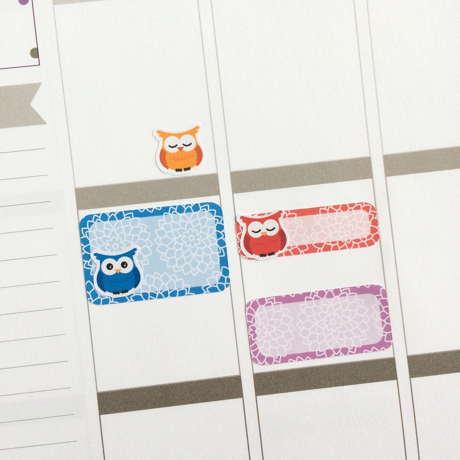 Rainbow Owl Stickers Owl Planner Stickers Homework | Etsy