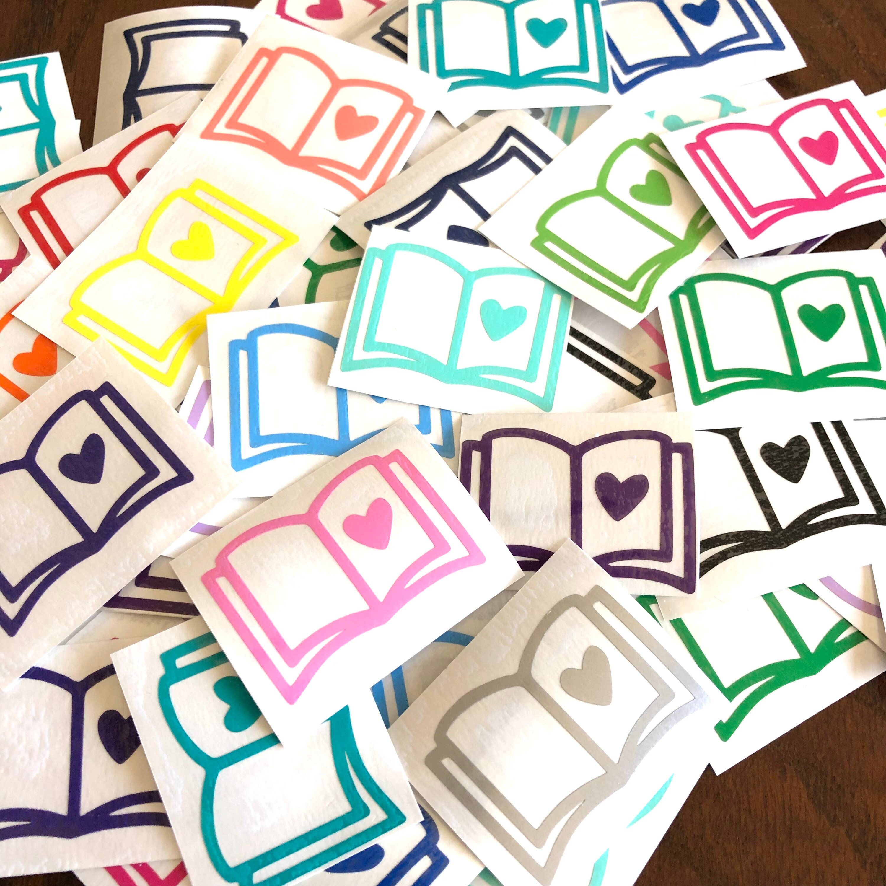 Small Open Book Vinyl Decal - Book Heart Decal - Bookish Decal ...