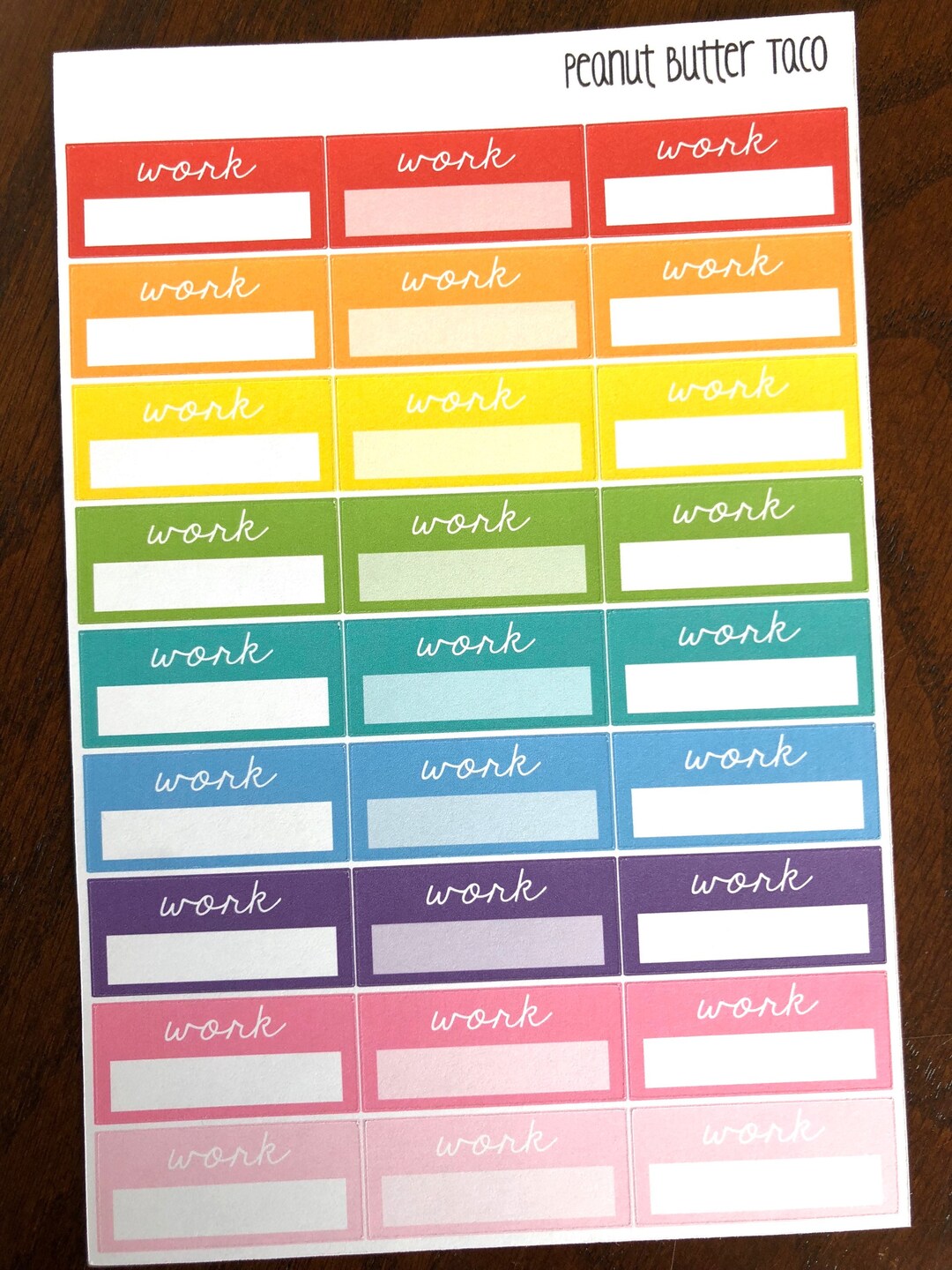 Work Planner Stickers - Work Boxes - Work Schedule Stickers - Work ...
