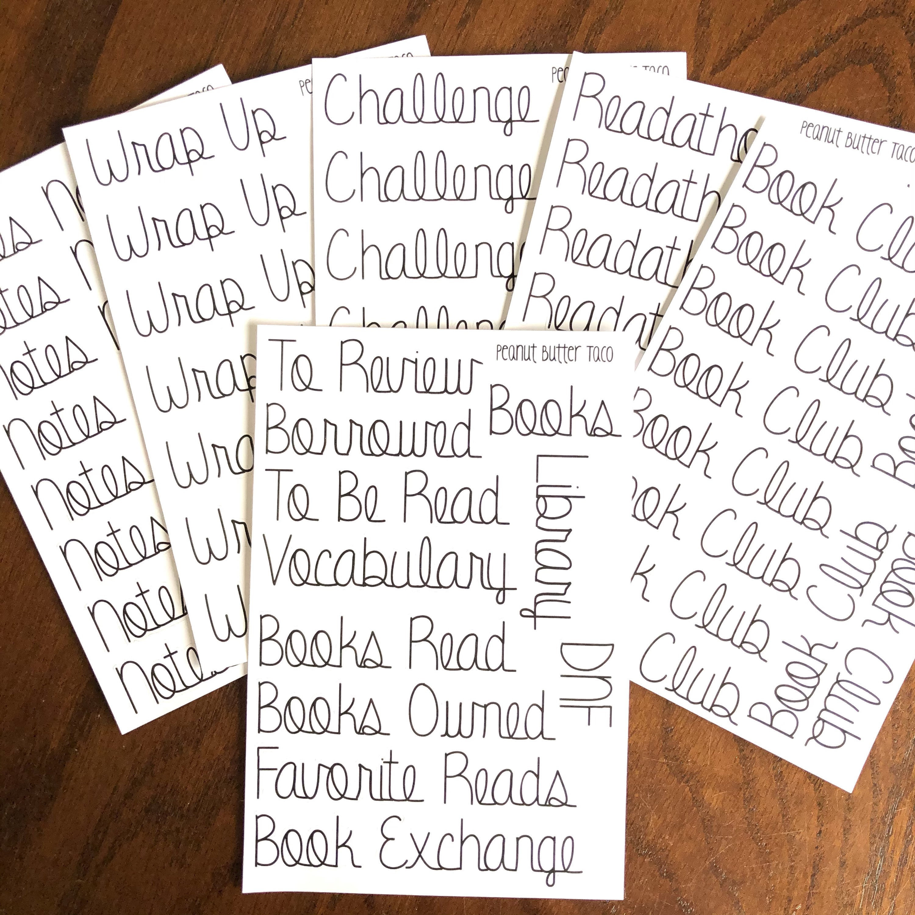 Choose Your Reading Planner Headers - Reading Notebook Stickers ...