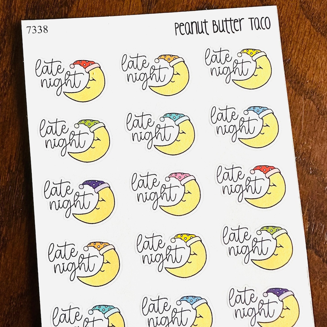 Late Night Planner Stickers - up Late Stickers - Moon Stickers - Night ...