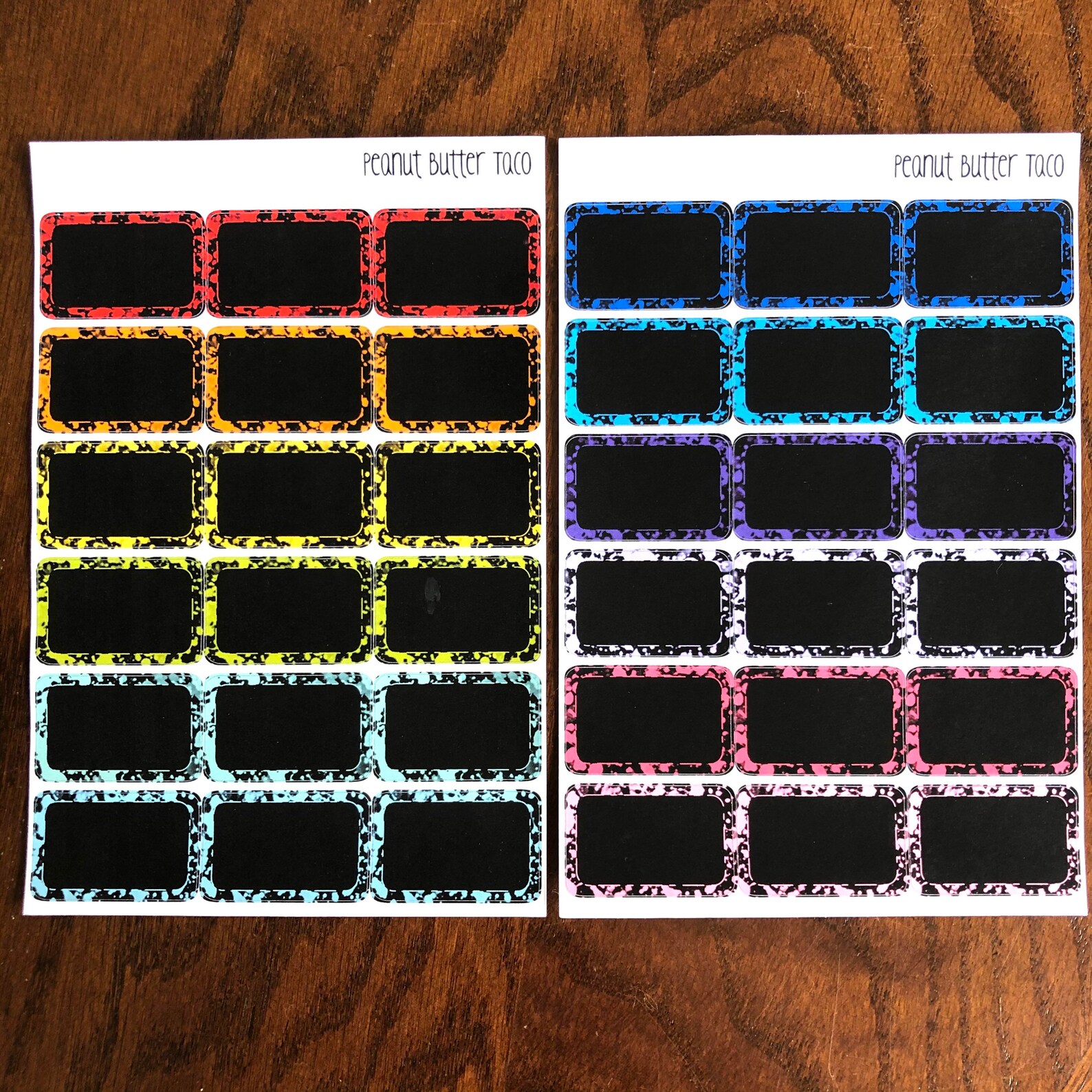 Black Rainbow Half Boxes Chalkboard Planner Stickers Half | Etsy