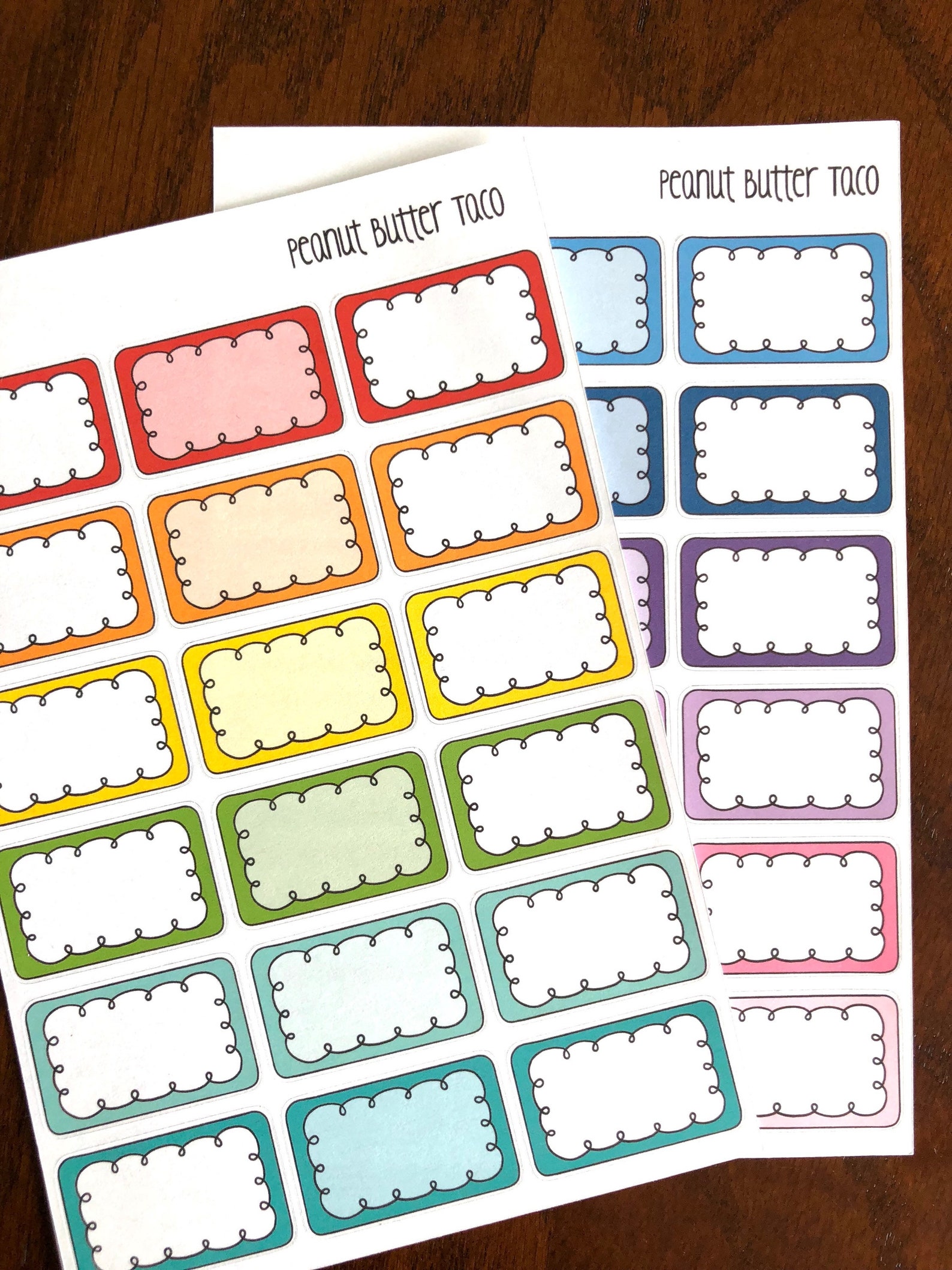 Rainbow Doodle Boxes - Half Box Planner Stickers - Half Boxes Stickers ...