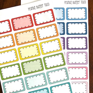 Rainbow Doodle Boxes - Half Box Planner Stickers - Half Boxes Stickers ...