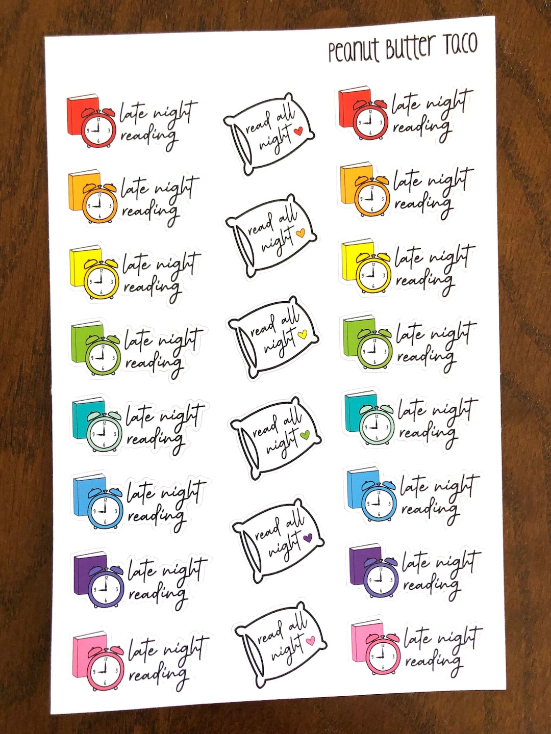 Late Night Reading Planner Stickers - Read All Night Stickers ...