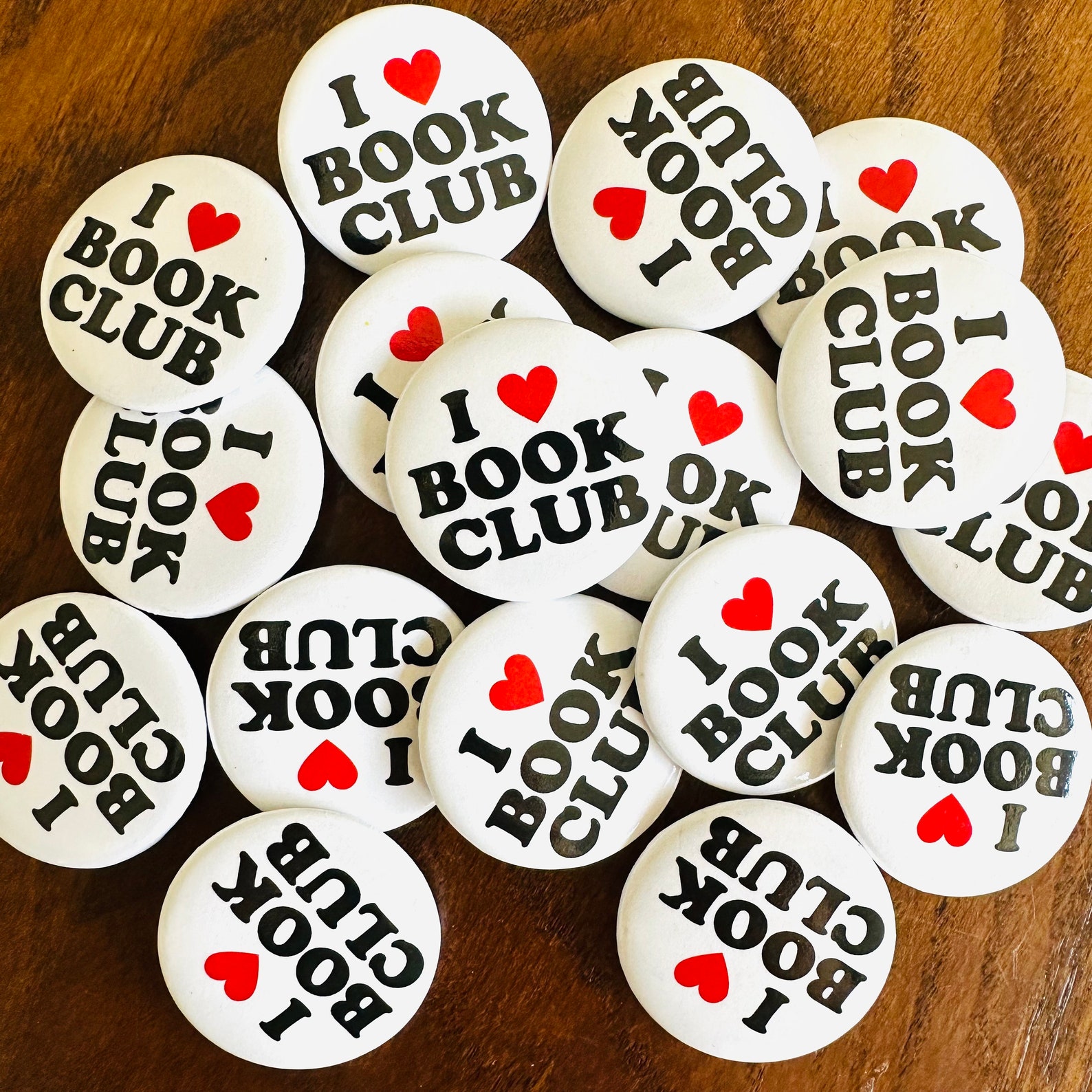 I Love Book Club Button Pinback - Book Club Gift - Book Club Pin ...