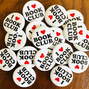 I Love Book Club Button Pinback - Book Club Gift - Book Club Pin ...