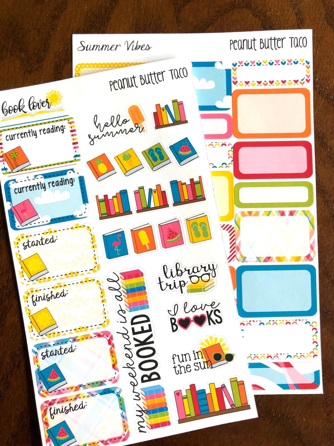 Bookish Summer Sampler Planner Stickers - Tropical Reading Stickers ...