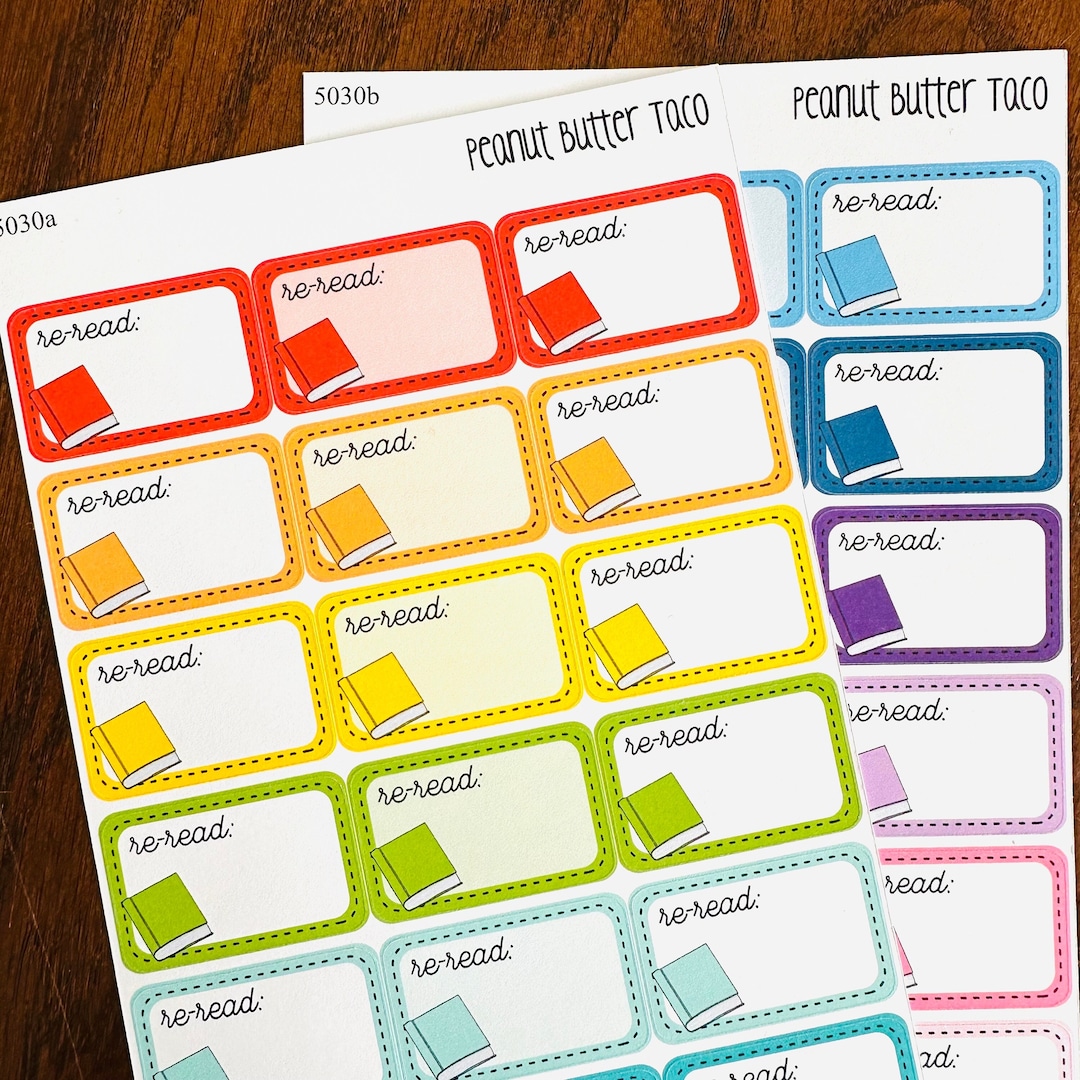 Re-read Book Boxes - Reading Planner Stickers - Reread Stickers - Book ...