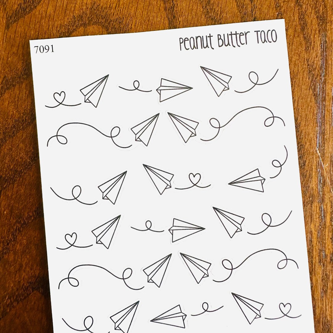 Paper Airplane Stickers - Doodle Planner Stickers - Hand Drawn Stickers ...