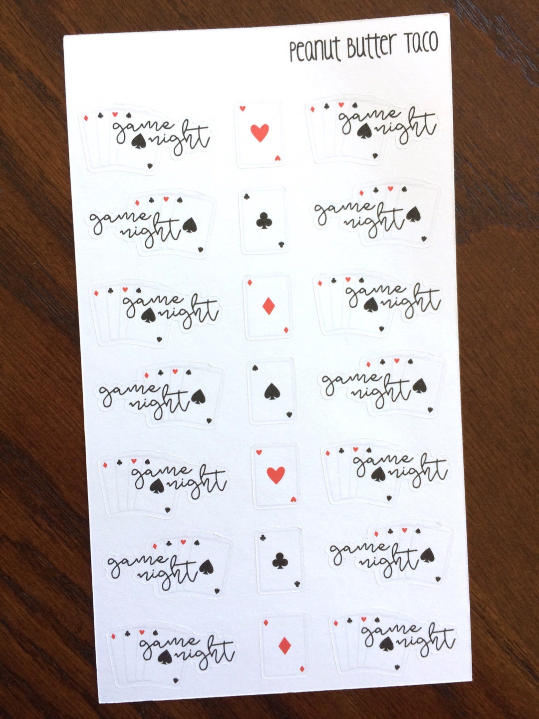 Playing Cards Game Night Stickers - Family Night Planner Stickers ...