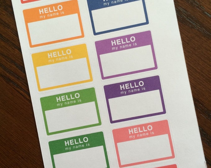 Hello Name Tag Stickers - Etsy