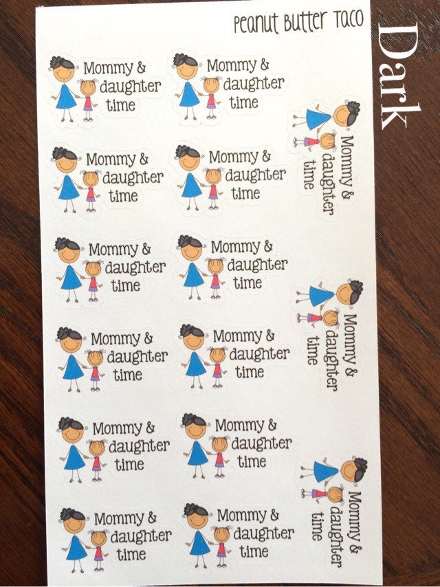 Mommy and Daughter Time Stickers - Family Time Planner Stickers - Mom ...
