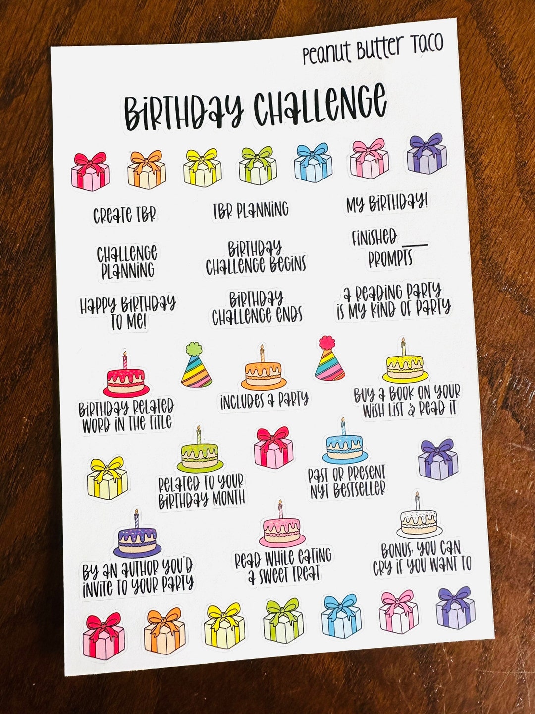 Birthday Reading Challenge Planner Stickers - Reading Journal Challenge ...