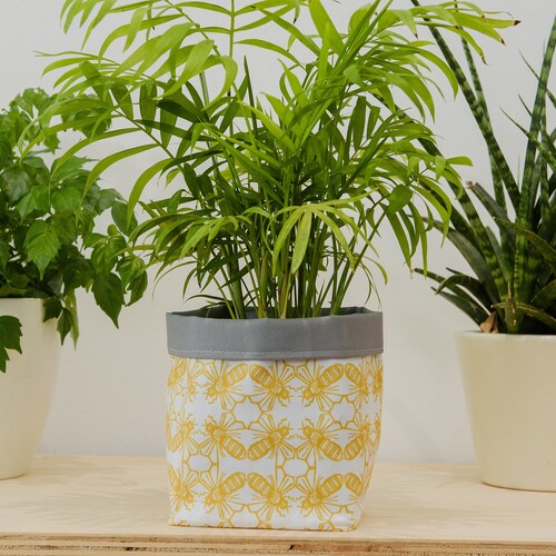 Blackbird Print Textile Plant Pot Fabric Plant Pot Storage - Etsy