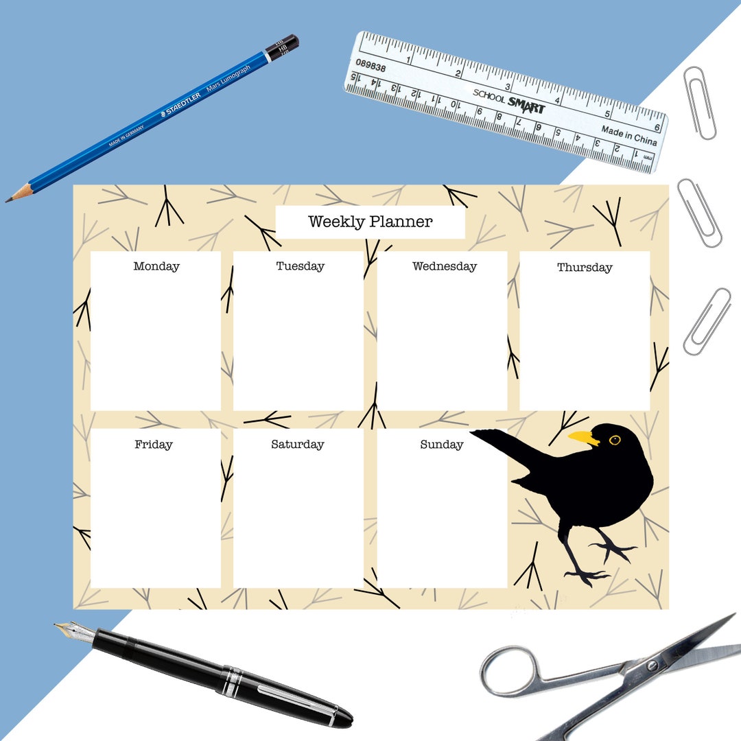 Blackbird Weekly Planner - Year Planner - Bird Desk Notepad - Life ...