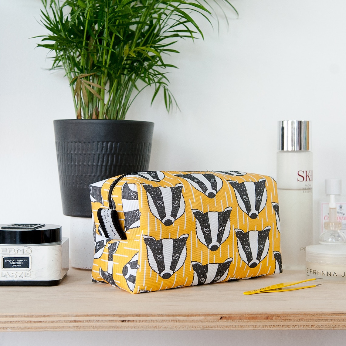 Badger Print Wash Bag Animal Print Zipper Pouch - Etsy