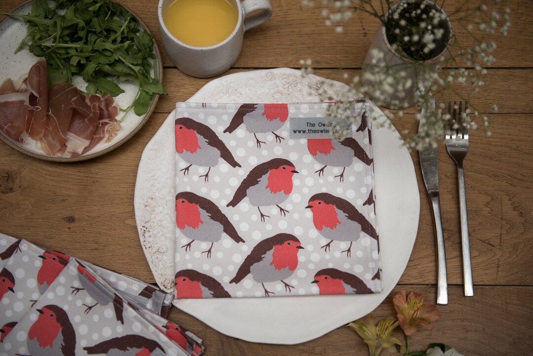 Robin Print Cotton Napkin, Bird Table Linen - Etsy UK