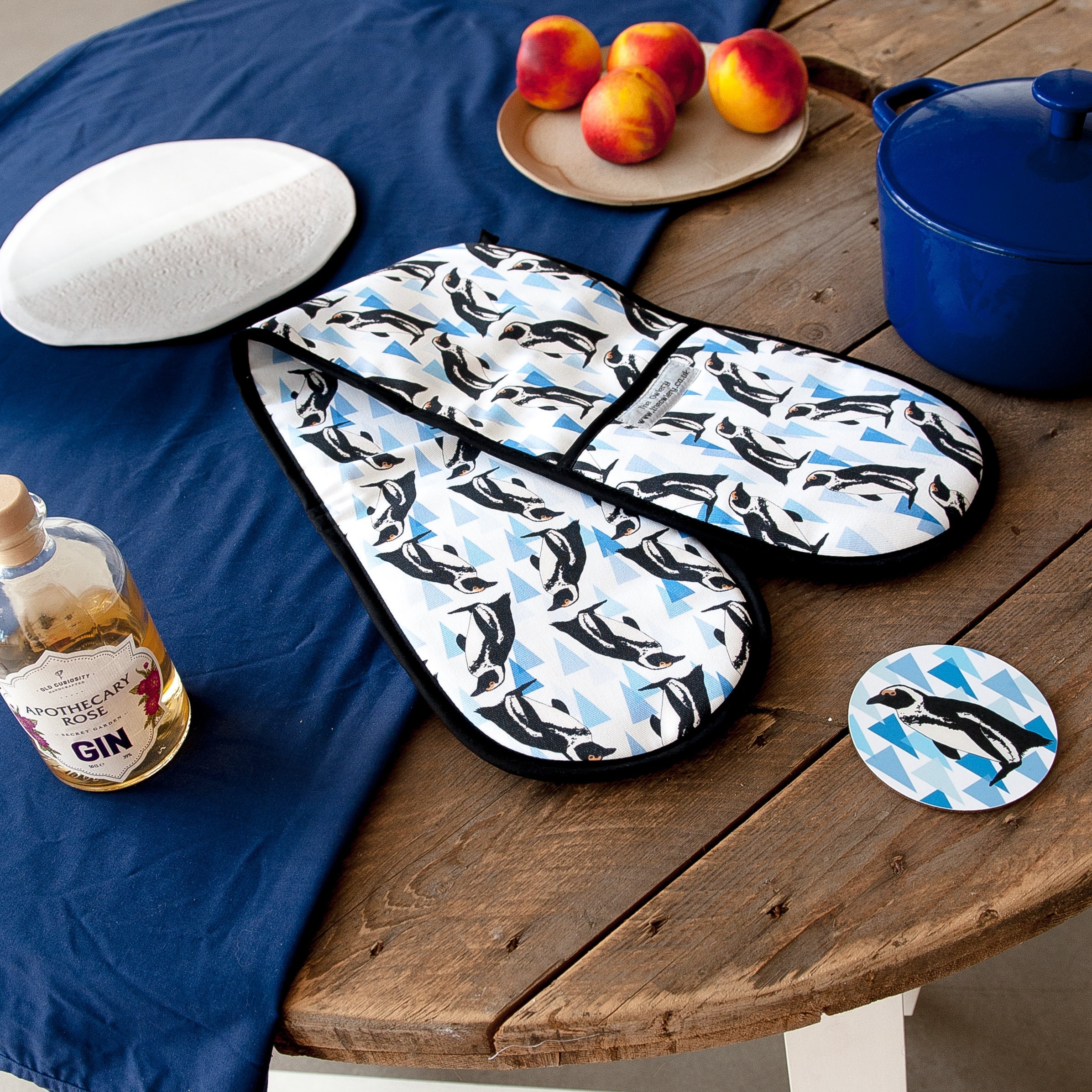 African Penguin Print Double Oven Gloves – 100% Cotton Kitchen Textiles ...