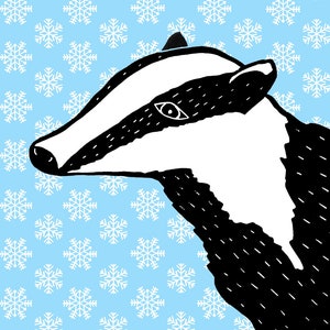 Snowy Days Badger Print Nursery Print Illustrated Print Lino Print ...