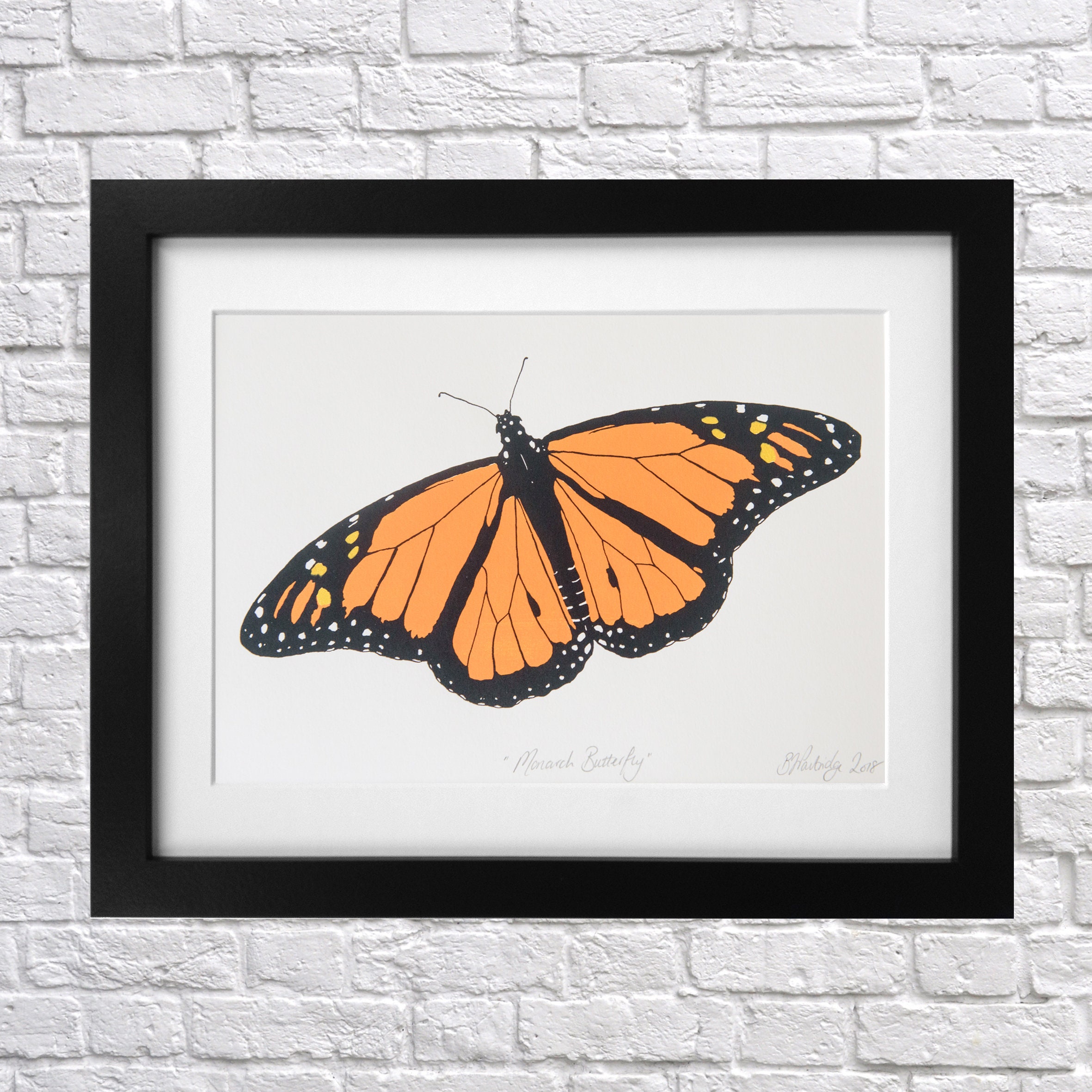 Monarch Butterfly Screen Print animal print picture wall | Etsy