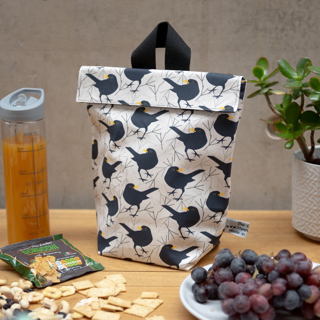 Blackbird Print Lunch Bag, Adults, Children's, Bird Print, School ...