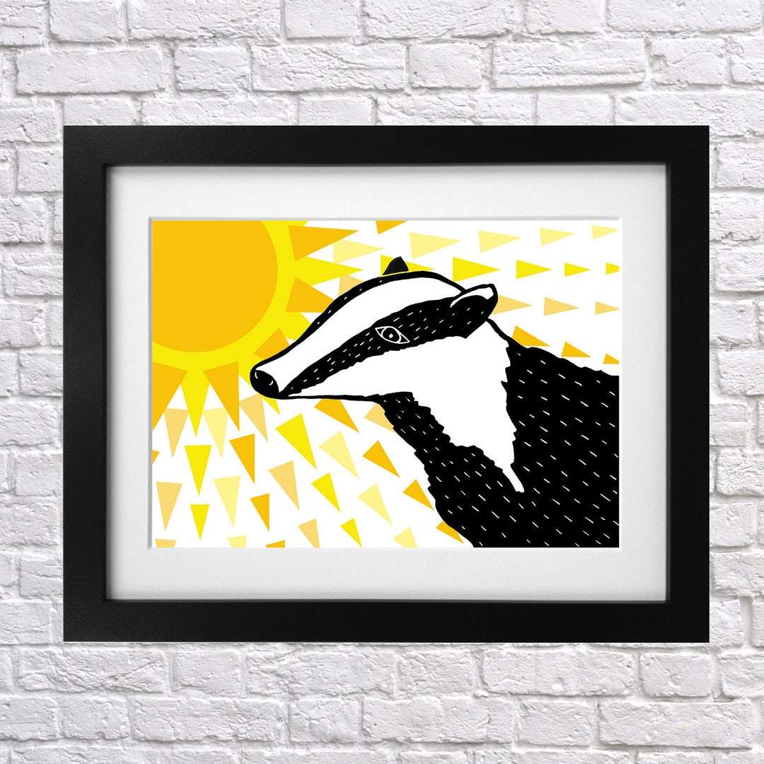 Sunny Days Badger Print - Nursery Print - Illustrated Print - Lino ...