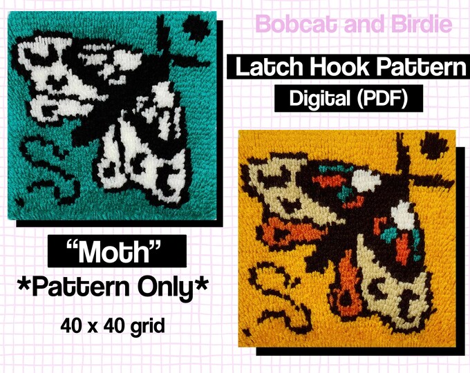 Digital Download 40x40 Moth Latch Hook Pattern PDF Pattern Only DIY Latch Hook - Etsy