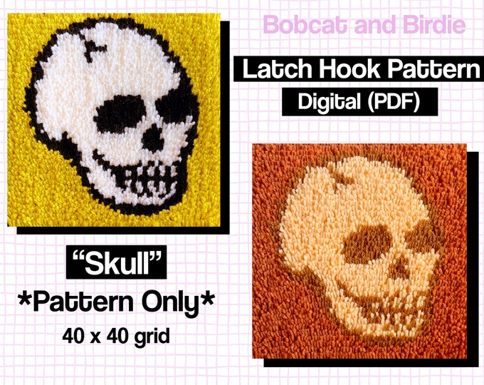 Digital Download! 40x40 - Skull Latch Hook Pattern (PDF) - Pattern Only ...